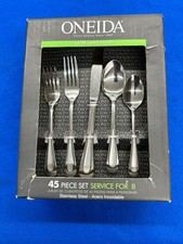 ONEIDA Voss Everyday Flatware Set - Silver, Set of 45 Pieces, Service for 8 (H003045AL20) for ...