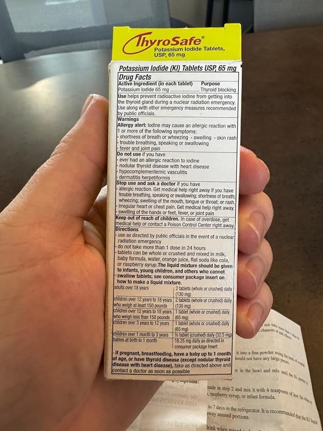 ThyroSafe Potassium Iodide Tablets 65mg 20 Count Emergency Preparedness ...