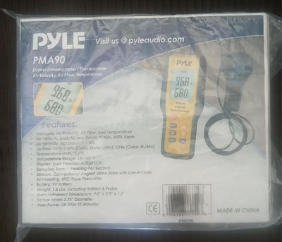 Pyle PMA 90 Aneomometer/Thermometer/Air Velocity/Air Flow/Temperature ...