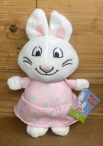 Aurora Max & RUBY Plush Bunny Rabbit Doll Pink Polka Dots 8" Stuffed ...