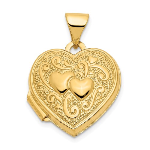 Real 14kt Yellow Gold Double Heart Locket | eBay Australia