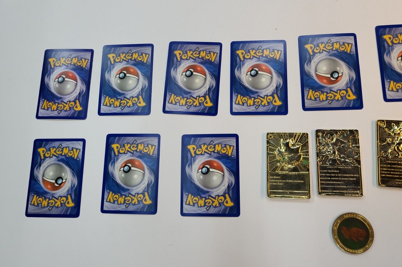 Nintendo 1999 Pokemon 3 24k Gold Plated Bar & 9 cards and Pokemon ...