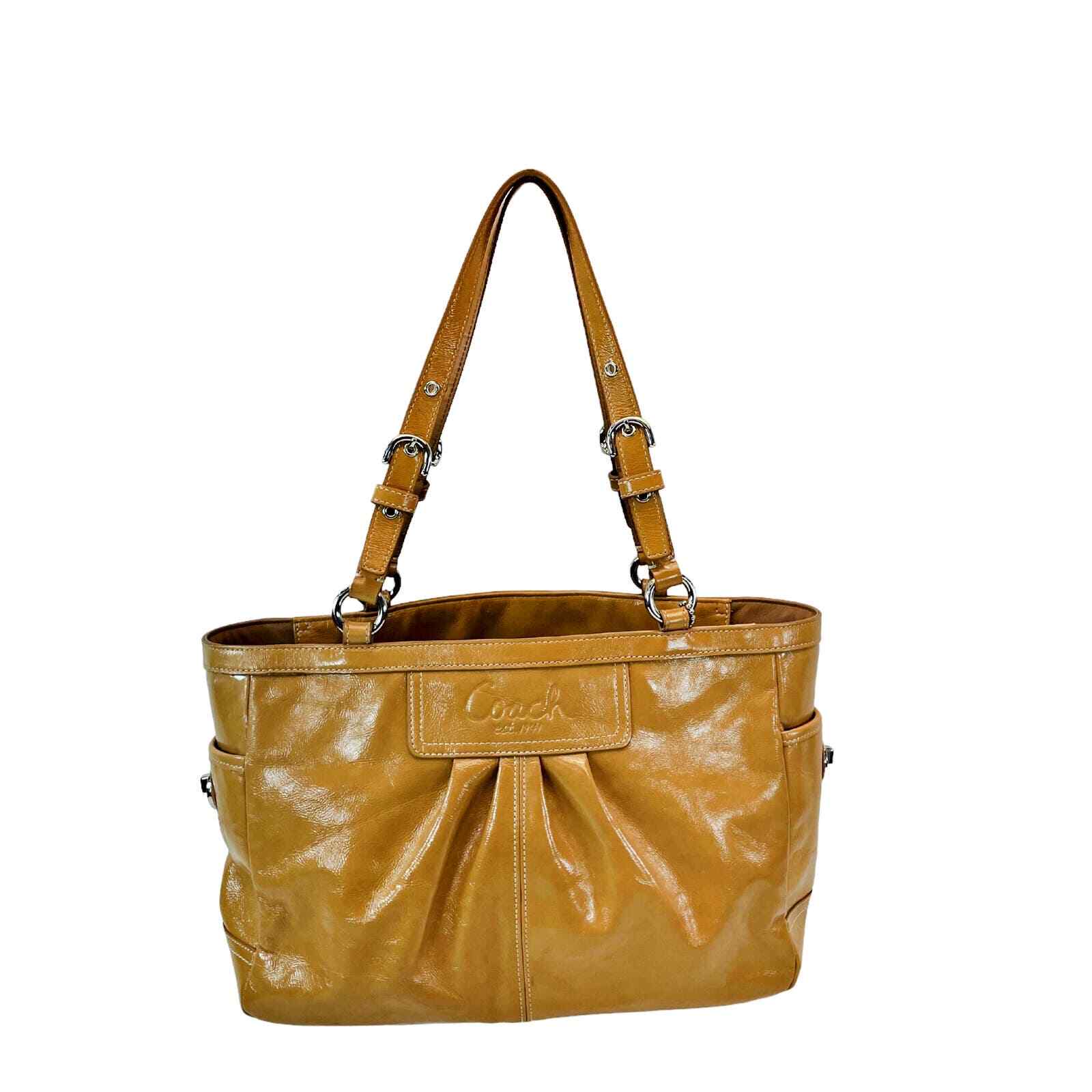 Coach Tan Patent Leather Pleated Gallery Purse Should… - Gem