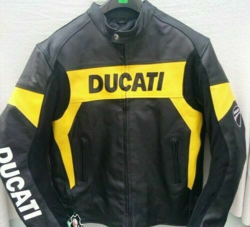DUCATI Racing Biker Motorcycle Leather Jacket Motorbike Cowhide Leather ...