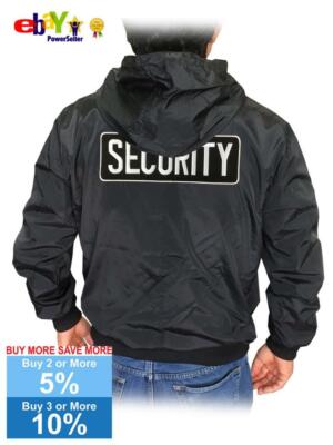 NEW EMBROIDERY PATCH SECURITY STAFF LINED ZIP UP BLACK HOODIE ...