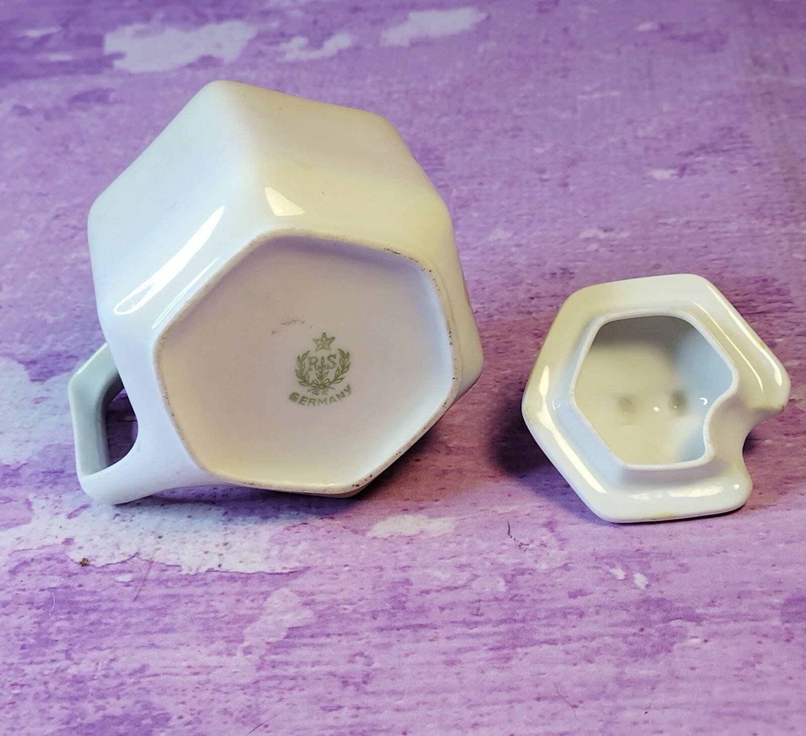 Mustard Condiment Jar Vintage RS Germany Jam Jelly Pot Flowers Floral ...