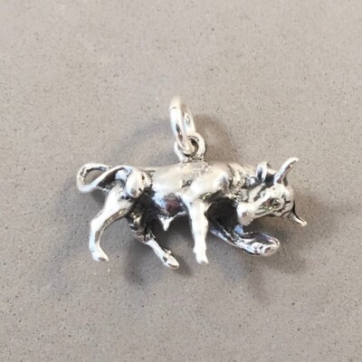 .925 Sterling Silver 3-D BULL CHARM NEW Rodeo Spain Pendant 925 New ...