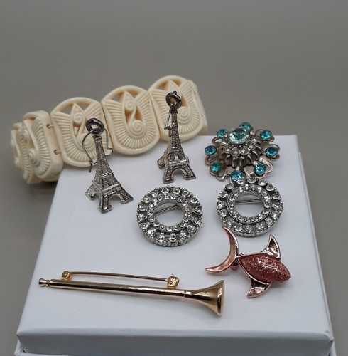 Vtg & Modern Lot Pins Brooches Earrings Stretch Bracelet Avon Faux ...