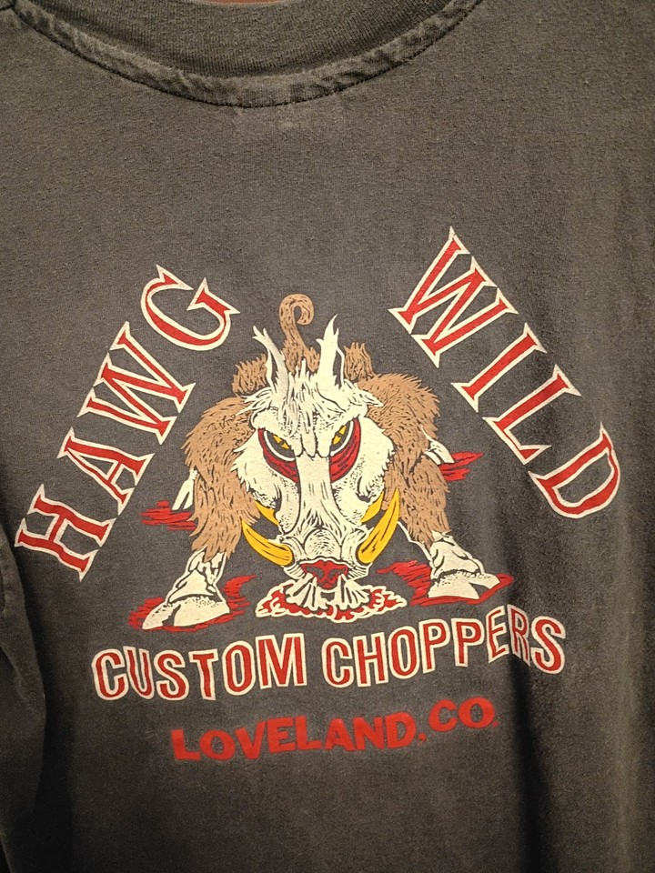 Vintage hawg wild custom choppers t-shirt Loveland CO mens L | eBay