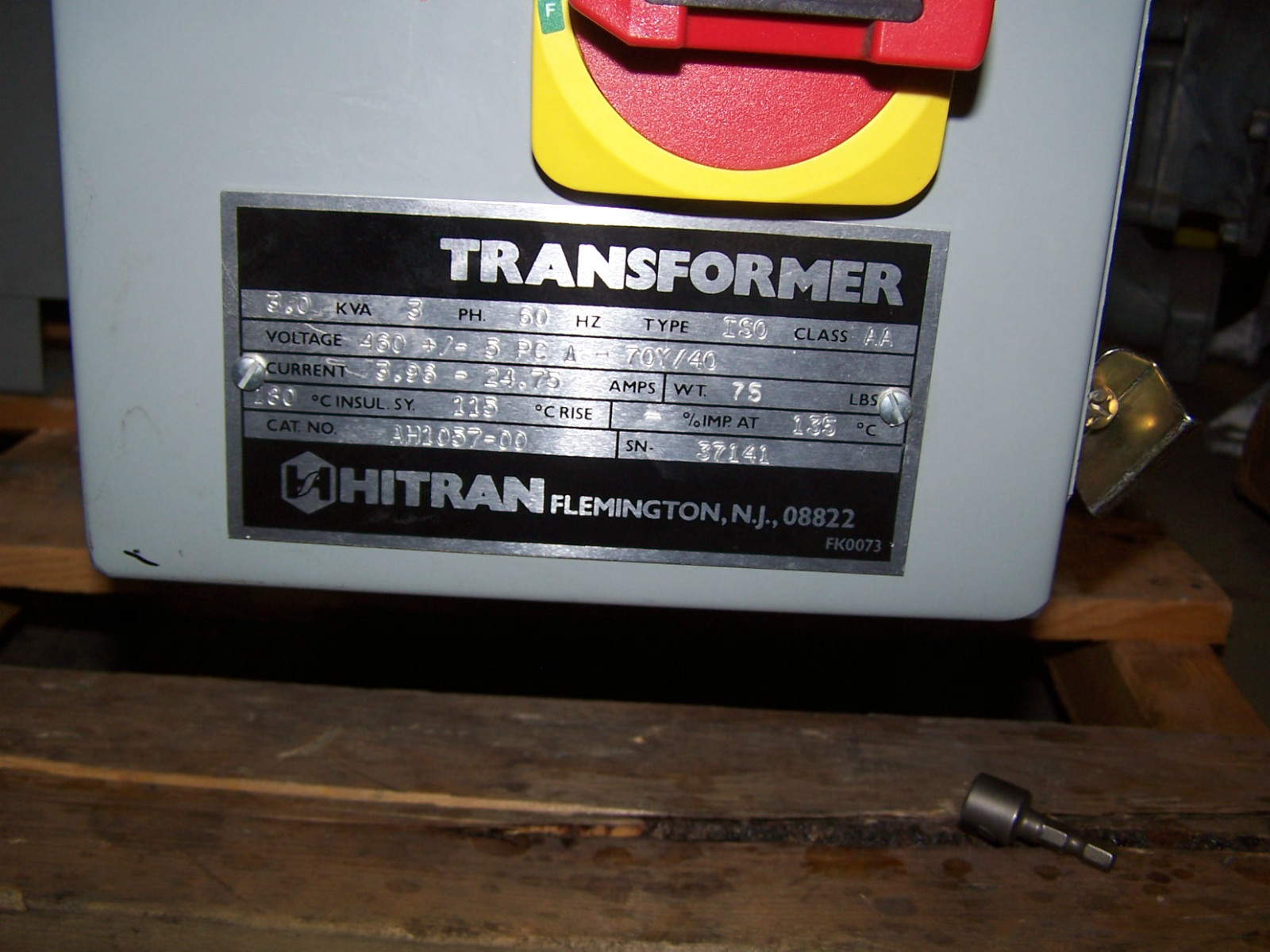 HITRAN 3 KVA TRANSFORMER DISCONNECT 3 PHASE 460 HV 70 LV MODEL AH1057 ...