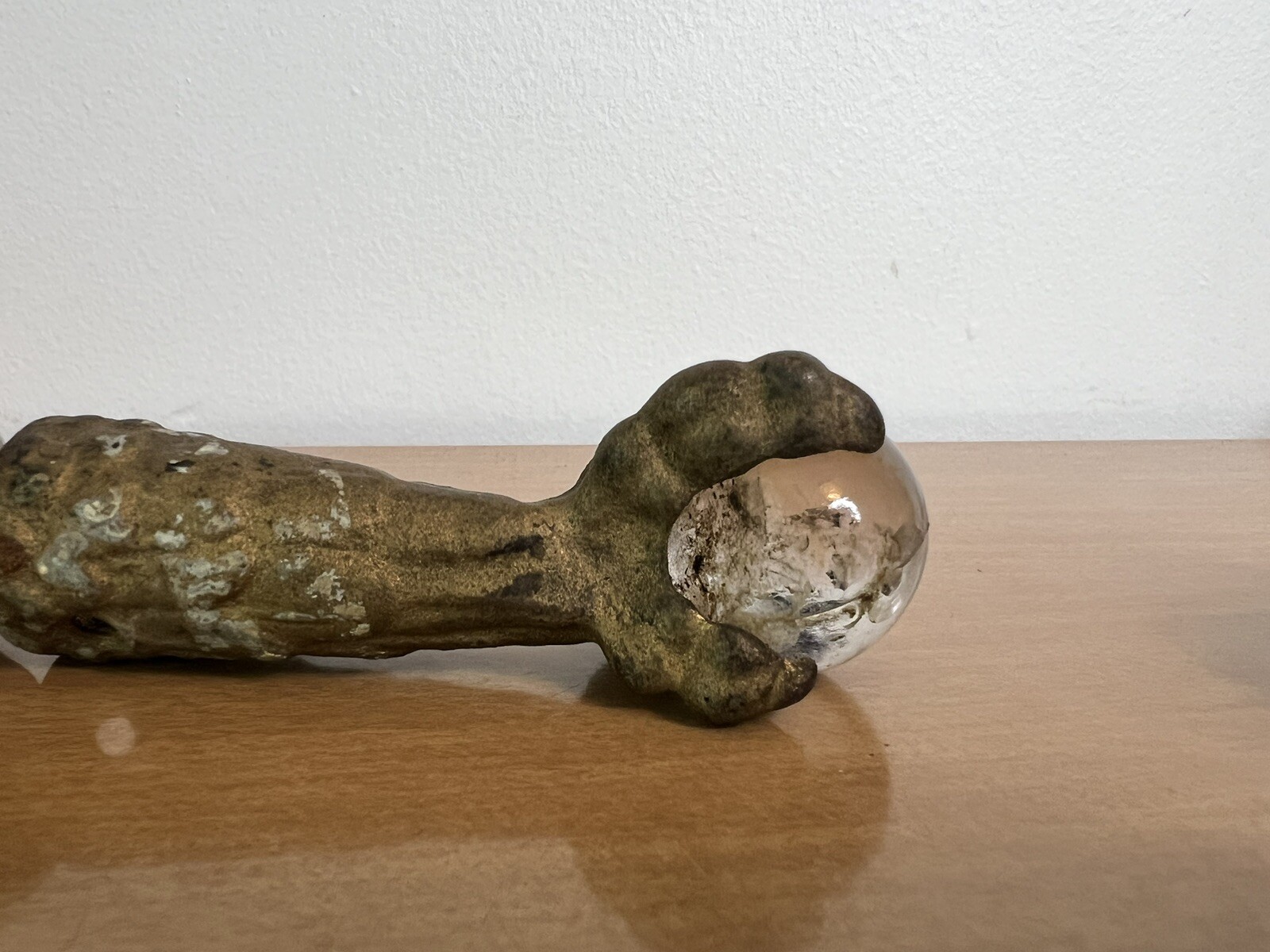 Antique Lot of 2 - Glass Ball 4”” Cast Iron Claw Foot Feet Table Legs ...