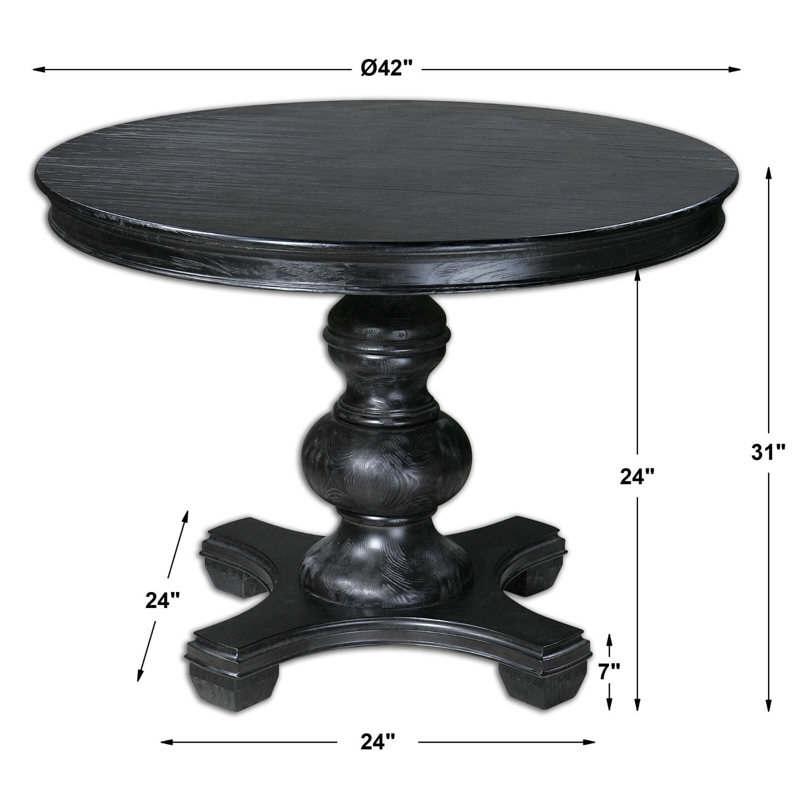 Classic Elegant Round ENTRY TABLE Black Wood Pedestal Hall Accent ...