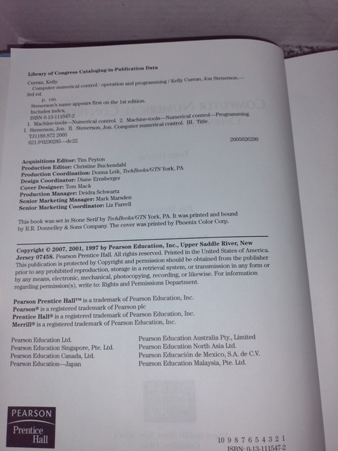 Computer Numerical Control : Operation and Programming by Jon Stenerson and Kelly Curran (2005 ...