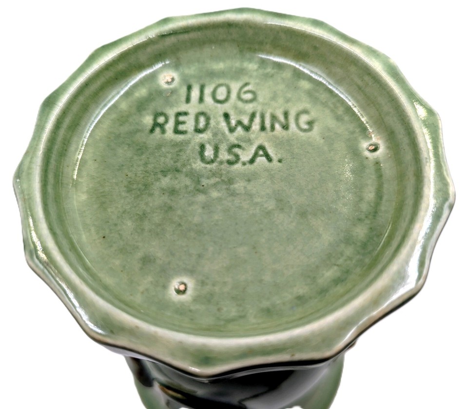 Red Wing Wheat Vase 1106 Cypress Green and Luster Coral 8 in. Glaze ...
