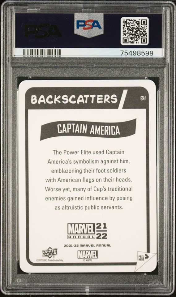 CAPTAIN AMERICA PSA 10 2021 Upper Deck Marvel Annual Backscatters #B1 ...