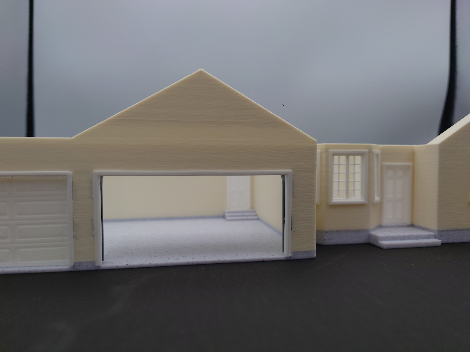 1:64 Ranch with 3 Car Garage, cream, brown roof, removable roof | eBay