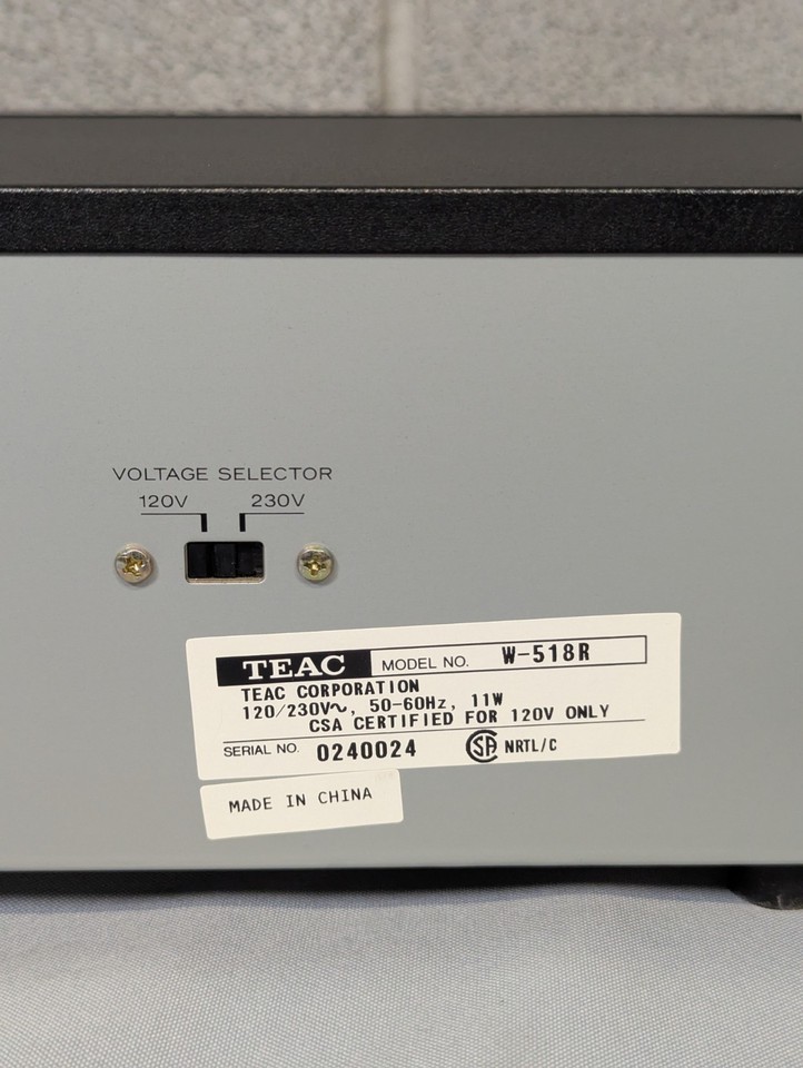 TEAC W-518R Auto Reverse Dual Cassette Deck Dolby B NR Hi-Speed Dubbing ...