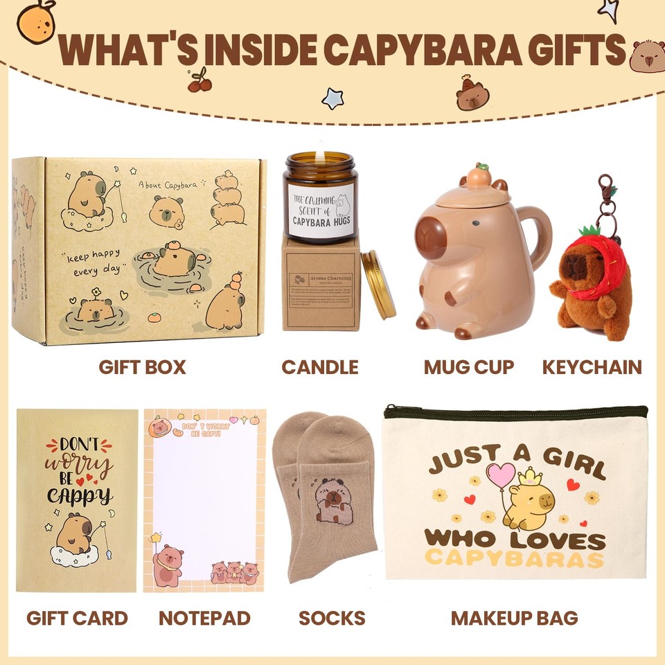 Capybara Gifts for Women Capibara Stuff with Mug Cup Makeup Bag Sock ...