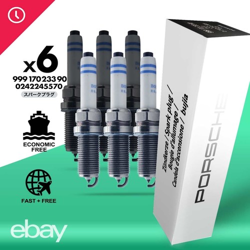 6PC 99917023390 Spark Plug For Porsche Boxster Cayenne Cayman Panamera ...