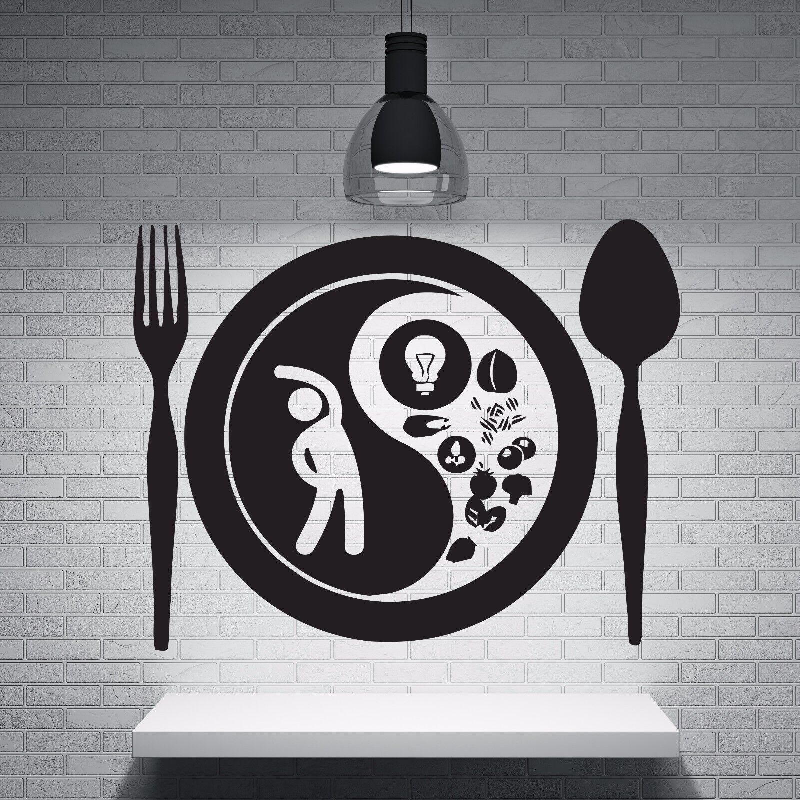 Vinyl Decal Fork Spoon Plate Food Taste Appetites Wall Sticker (n564 ...