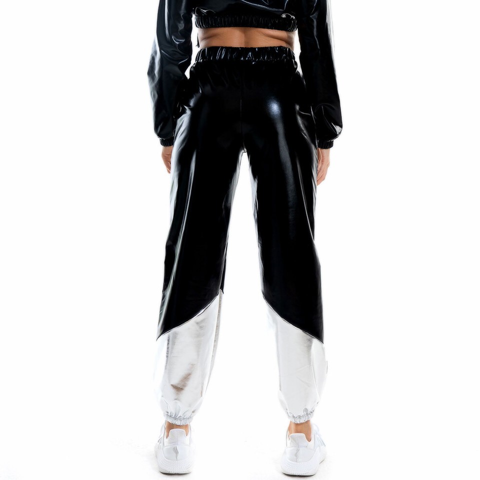 Women Reflective Long Pants Loose Holographic Trousers Shiny Jogger ...