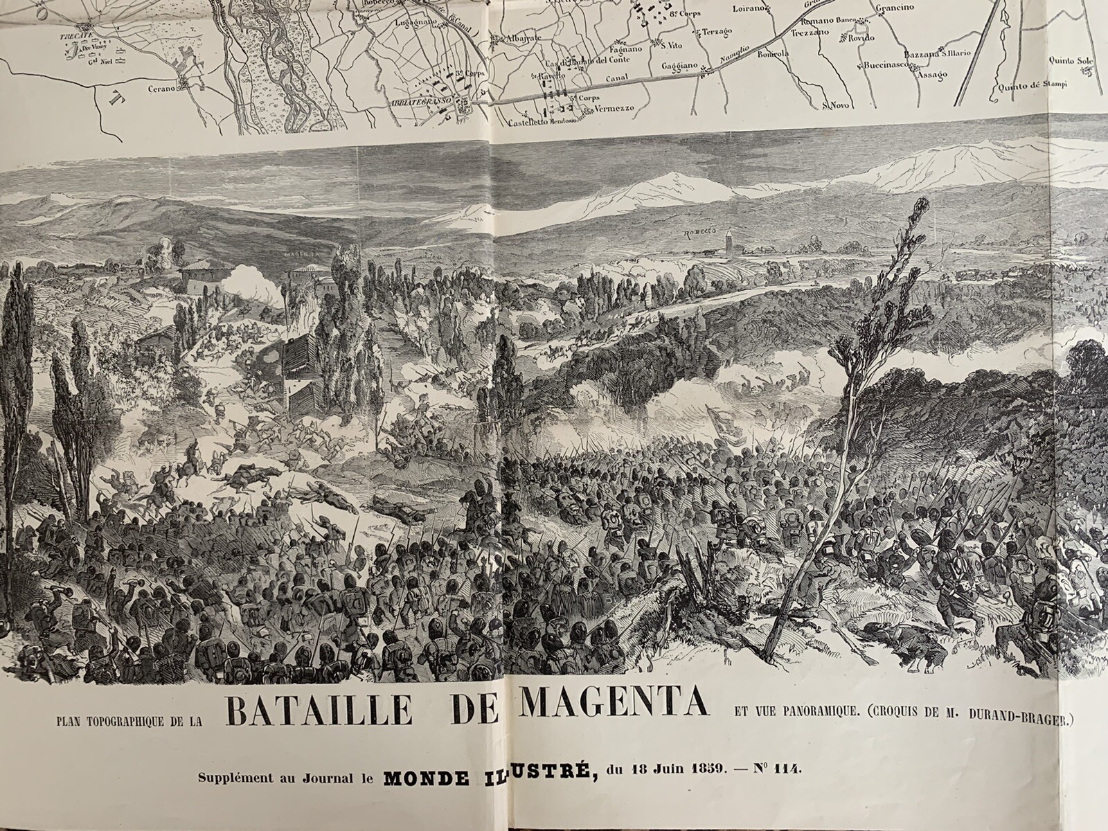 PLAN TOPOGRAPHIQUE DE LA BATAILLE DE MAGENDA ET VUE PANORAMIQUE 1839 | eBay