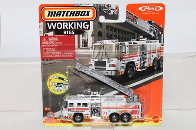 MATCHBOX Working Rigs Pierce Quantum Aerial Ladder Truck Matchbox Co ...