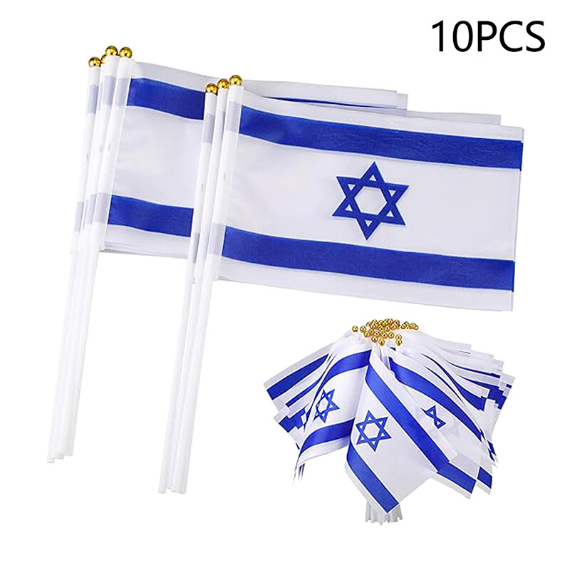 Hand Held Israel Flag Small 14x21cm Mini Stick Israeli Flags With ...