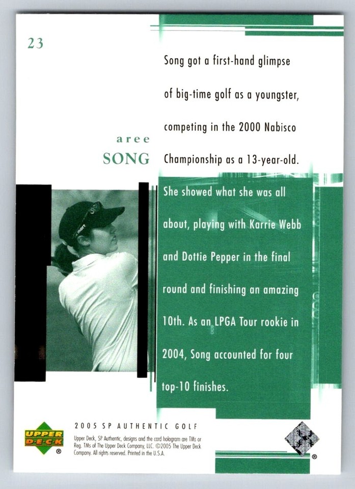 2005 UD/SP AUTHENTIC Golf Card - Aree Song #23 | eBay