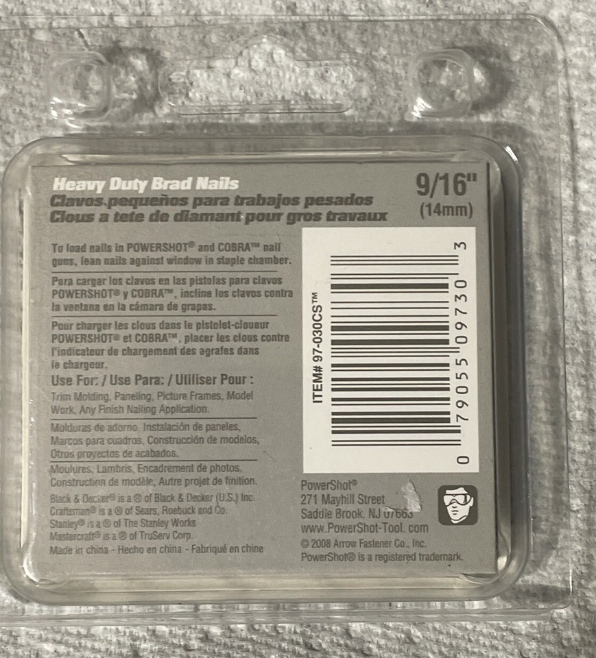 New Powershot 97-030 Heavy Duty 9/16" Brad Nails, 1600 Nails 18G | eBay