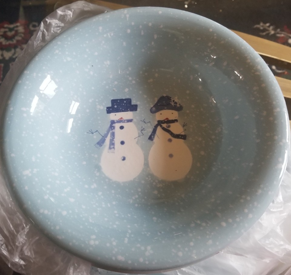 Home Winter Frost * 4 SALAD PLATES,1 BOWL & 2 PLATES * Blue, Christmas ...