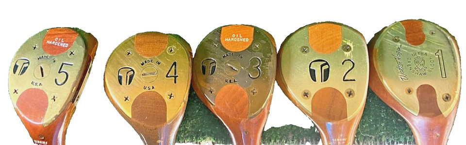 Genuine USA Persimmon Wood Set Hagen Crenshaw Driver, Triumph 2w,3w,4w ...