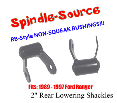 2" REAR Lowering Shackles SET RB-Style SILENT Bushings FOR 89 - 97 Ford ...