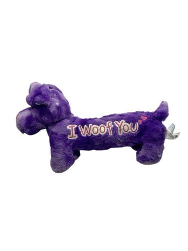 Hug Fun Plush Puppy Dog I Woof You Purple Pink Hearts 16" Long | eBay
