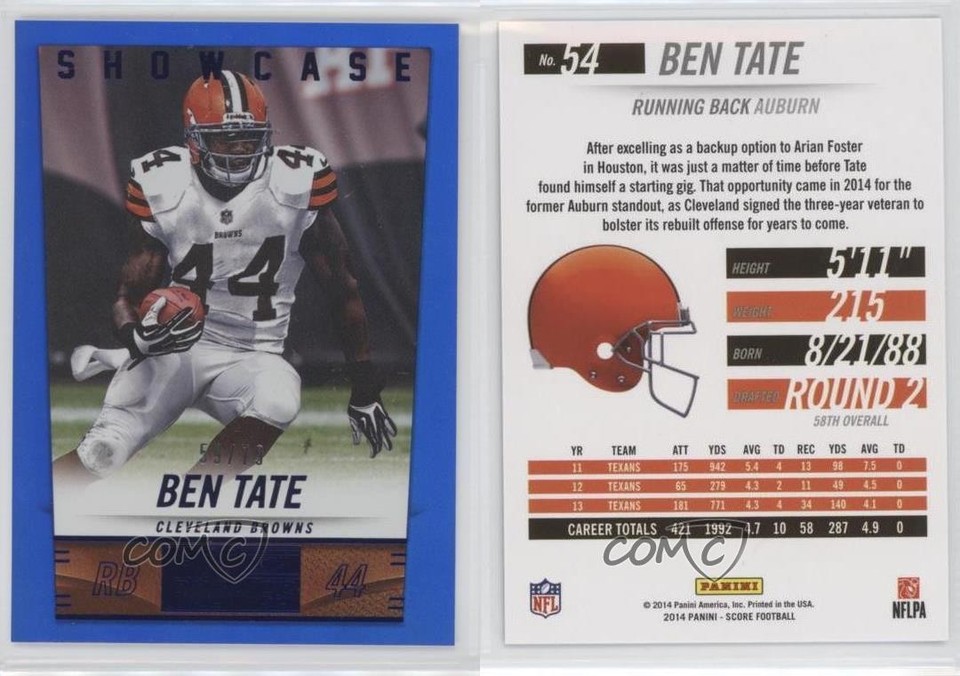 2014 Panini Hot Rookies Showcase 59/79 Ben Tate #54 0o9 | eBay