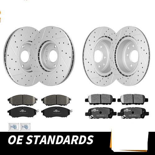 Front Rear Drilled Rotors Ceramic Brake Pads For Nissan 370Z Infiniti ...