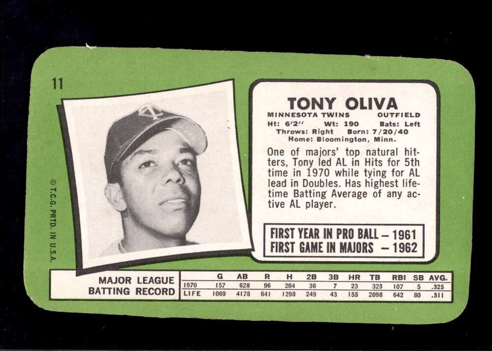 1971 Topps Supers #11 Tony Oliva NM J3416331 | eBay