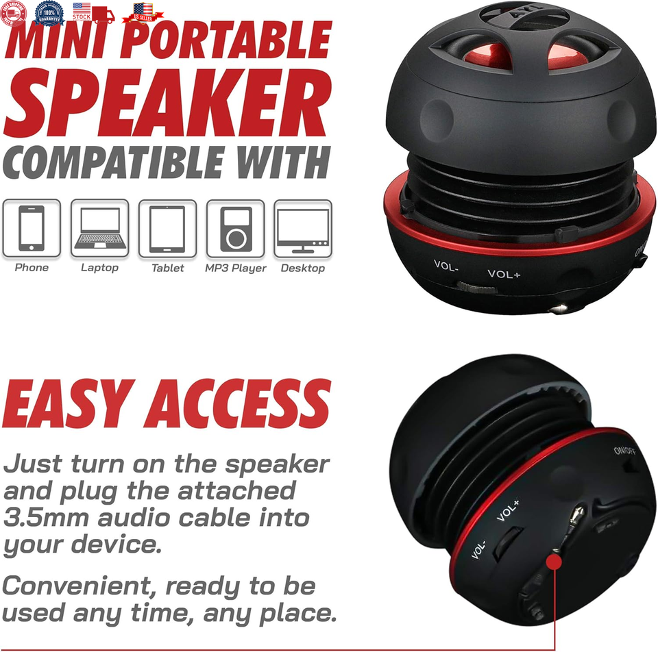 Mini Speaker System Portable Plug in Speaker with 3.5mm Aux Audio Input ...