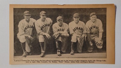 Rogers Hornsby Mike Gonzales Pat Malone Art Nehf Hack Wilson 1929 Cubs ...