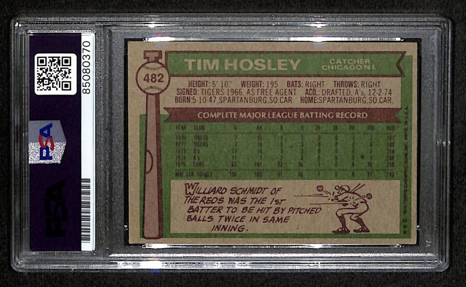 Tim Hosley Signed 1976 Topps Card #482 Chicago Cubs PSA/DNA 184430 | eBay