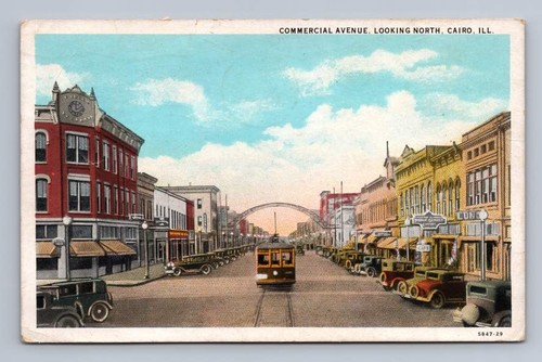 Commercial Avenue Trolley Train CAIRO Illinois Antique Postcard Cover ...