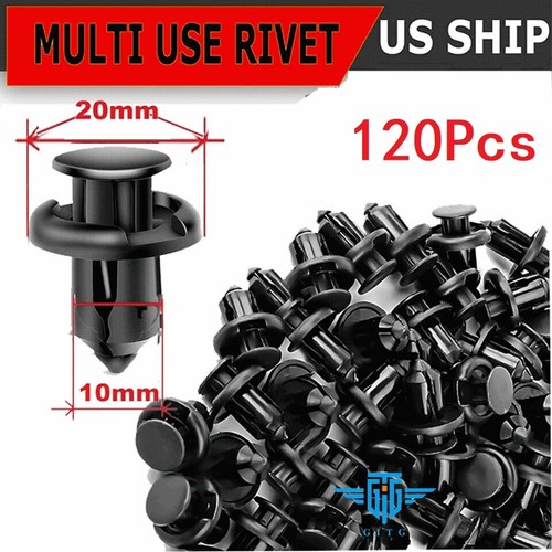 120Pcs Bumper Clips 10mm Hood Fender Push Rivets Retainer Fasteners for ...
