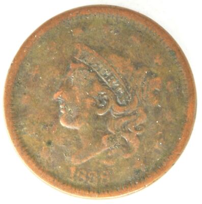 1838 Liberty Matron Head Coronet Large Cent US Copper Penny Coin ...