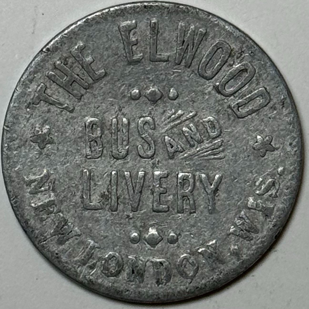 The Elwood Bus & Livery New London, Wisconsin Bus Fare Token VERY RARE ...
