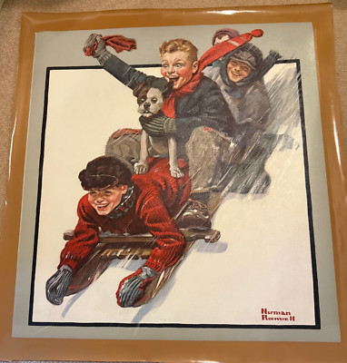 AUTHENTIC ARTAGRAPH OIL PAINTING"THE SLEIGH RIDE "BY NORMAN ROCKWELL ...