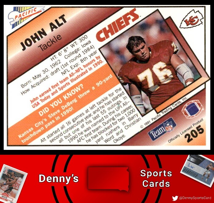 1991 Pacific #205 John Alt Kansas City Chiefs Football Card | eBay