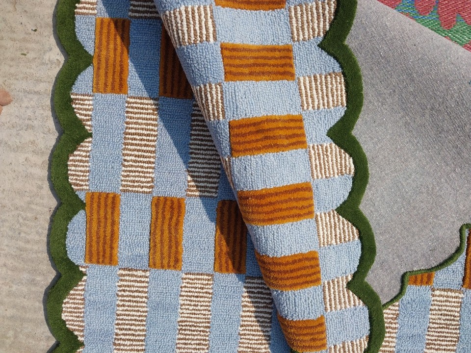 Abstract Matilda Goad Plaid Hand Tufted Modern High- Low Woolen Carpet ...