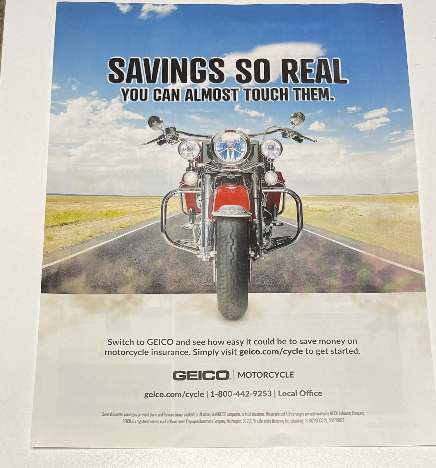 Geico Motorcycle Insurance Print Ad Full Page | eBay
