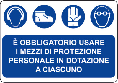 ADESIVO Segnaletica OBBLIGO UTILIZZO DPI 1 mm 200x300 | eBay