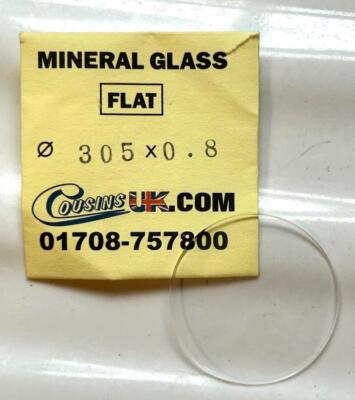 Cousins watch Glass - MS - 305 = 30.5mm - mineral - WATCHMAKERS SPARES ...